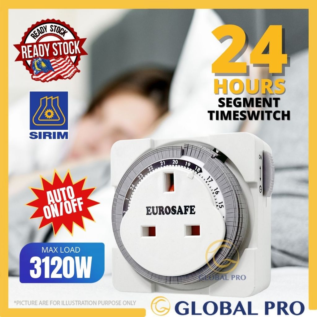 [sirim] Eurosafe Rapid Tech Sunstar 24hours Segment Timer Switch Programmer 13a Plug In Digital