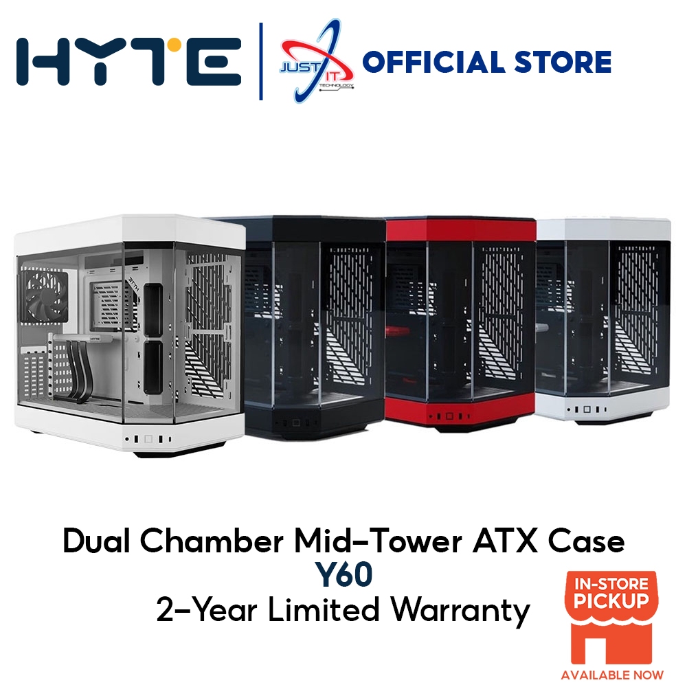 HYTE Y60 DUAL CHAMBER Mid-Tower ATX Case Come With 3 Fan ( BLACK / RED ...