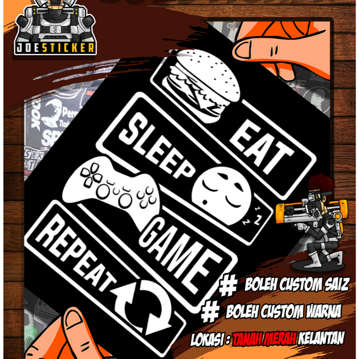 STICKER UNTUK GAMERS SAIZ 15X10.2 INCI. SESUAI UNTUK DITAMPAL PADA ...