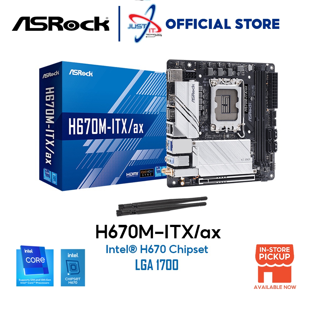 ASROCK H670M-ITX/AX Motherboard Intel I3-12100/13100/14100/I5-12400 ...