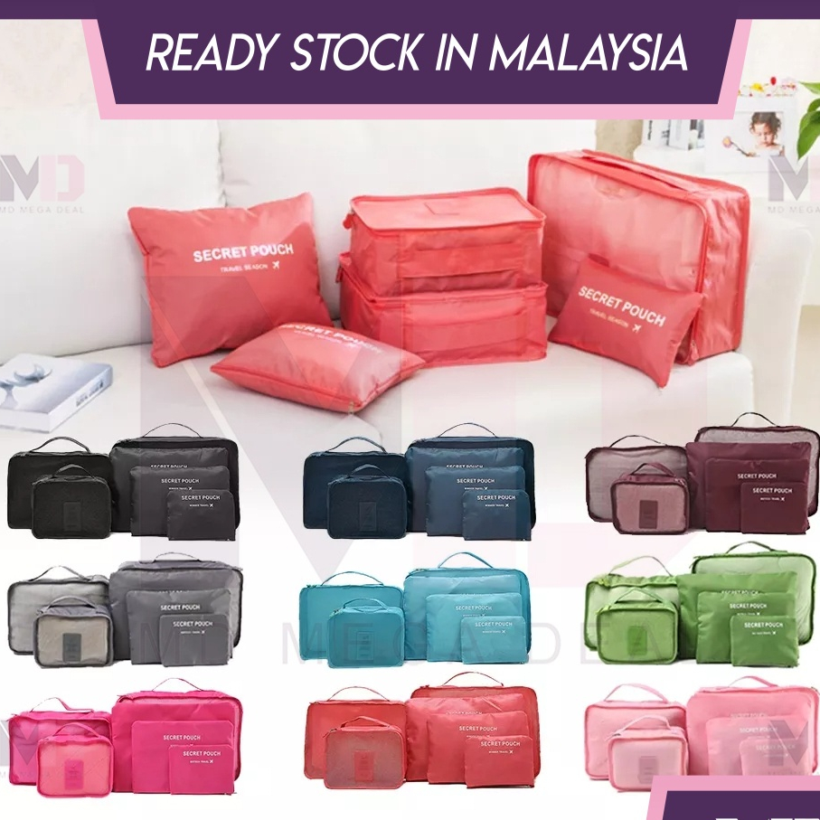 6 in 1 Korean Travel Packing Clothes Storage Organizer Bag Pouch Set ...