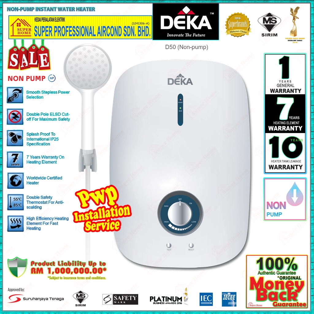 Deka Water Heater D50 Non-Pump Instant Water Heater | Shopee Malaysia