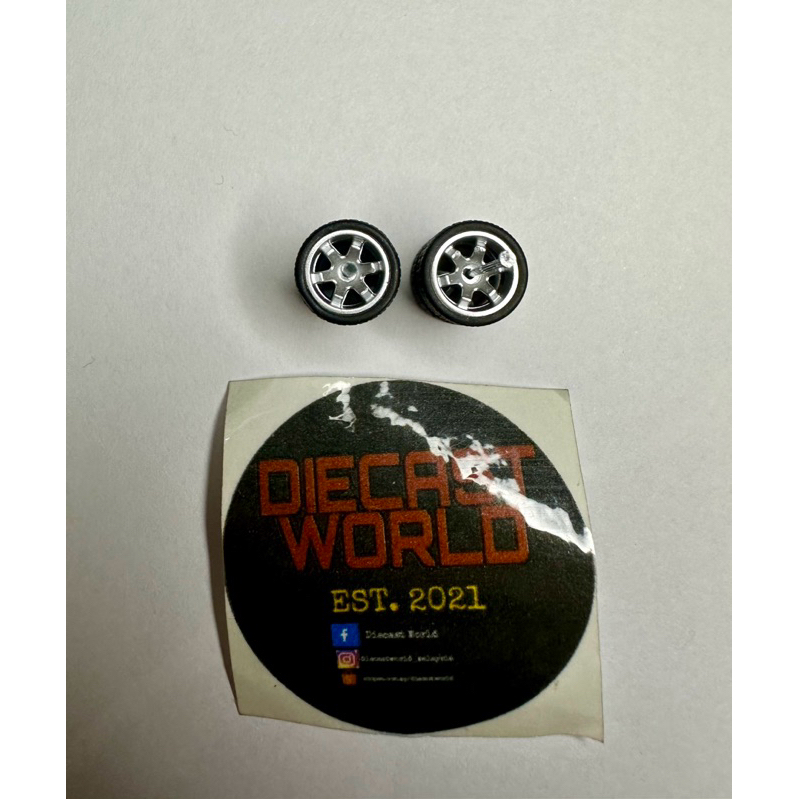 Hotwheels Rubber Tyre Tayar Getah TE37 6 Six Spoke Silver Chrome JDM ...