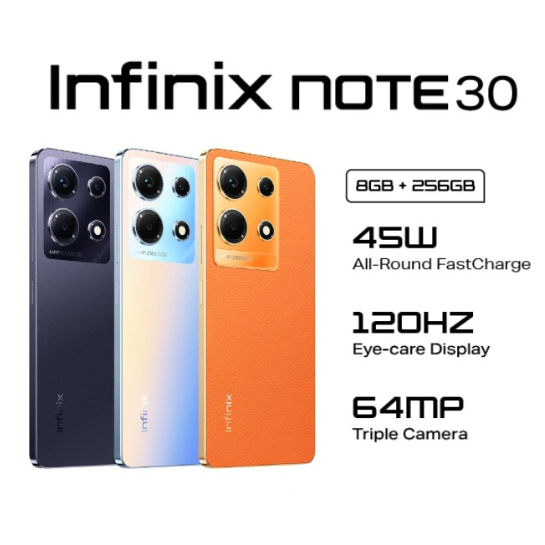 INFINIX Note 30 (8+8GB RAM + 256GB ROM) 45W+5000mAh Fast Charging /64MP/120Hz /JBL Dual Speaker ...