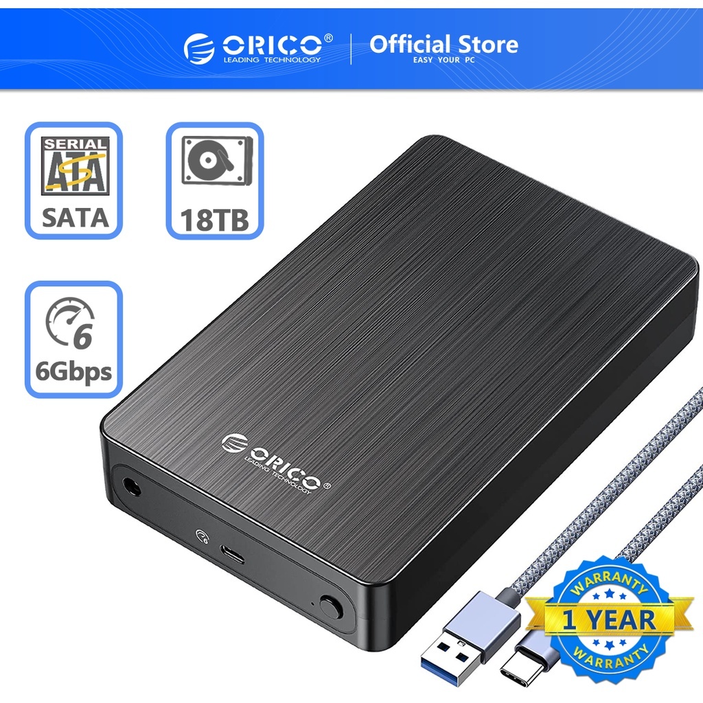 (NEW) ORICO 3.5inch Hard Disk Casing HDD Enclosure Portable Hard Drive SATA to USB 3.1 6Gbps ...