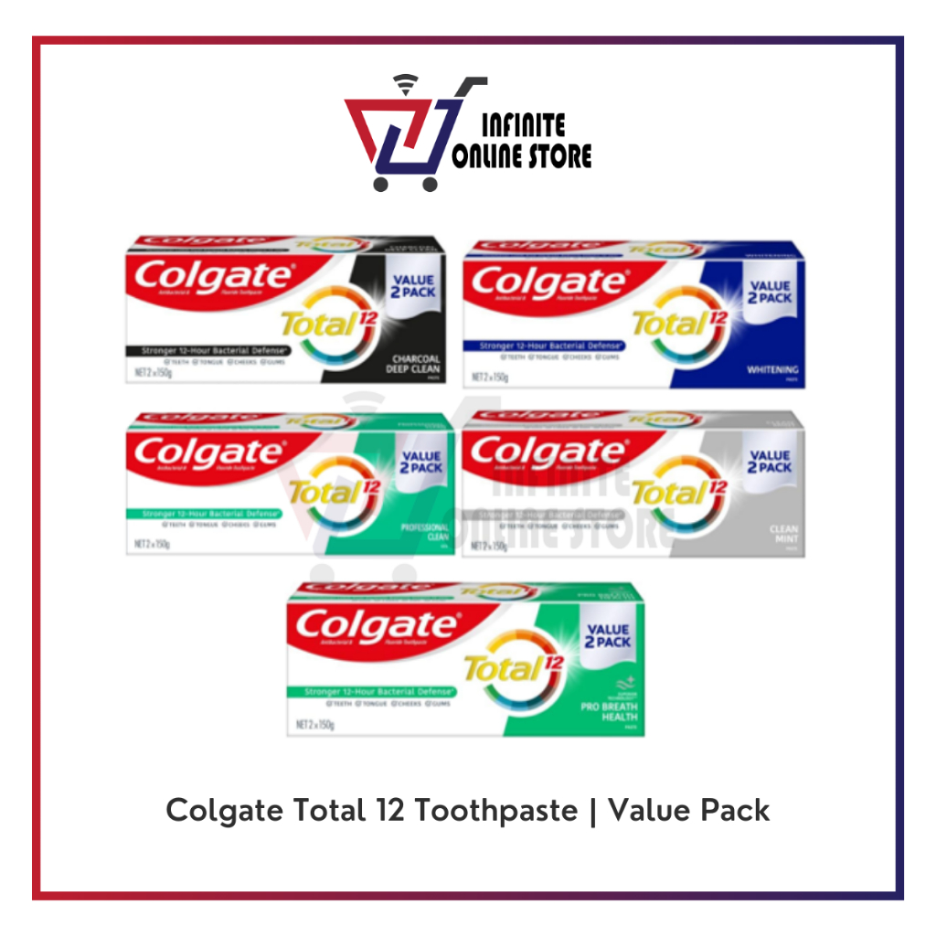 Colgate Total 12 Toothpaste Valuepack (150g x 2) (Charcoal / Whitening ...