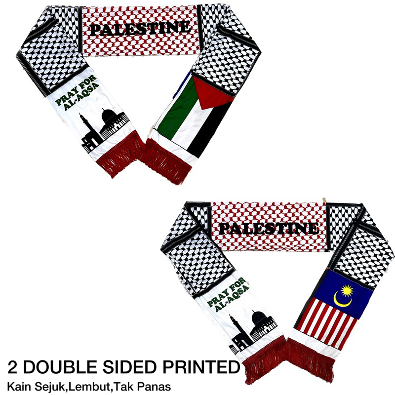 🇲🇾 READY STOCK HEADBAND MAFLA PALESTINE SCARF GAZA PALESTINE DOUBLE ...