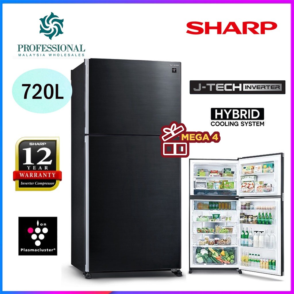 Sharp Pelican Refrigerator 720L SJP882MFGM (Maroon)/ SJP882MFGK (Black ...