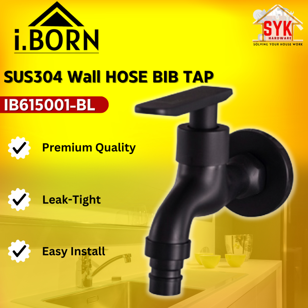 SYK IBORN IB615001-BL SUS304 Hose Bib Wall Tap Kitchen Bathroom Sink ...