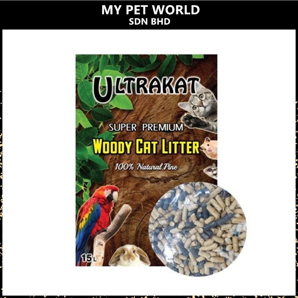 Ultrakat Carbonite Pine Wood Cat Litter / Charcoal Carbon Woody Litter ...