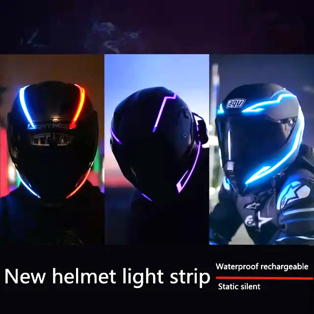 Full Face Helmet Light Strip Rechargeable Helmet Light Bar Full Face ...