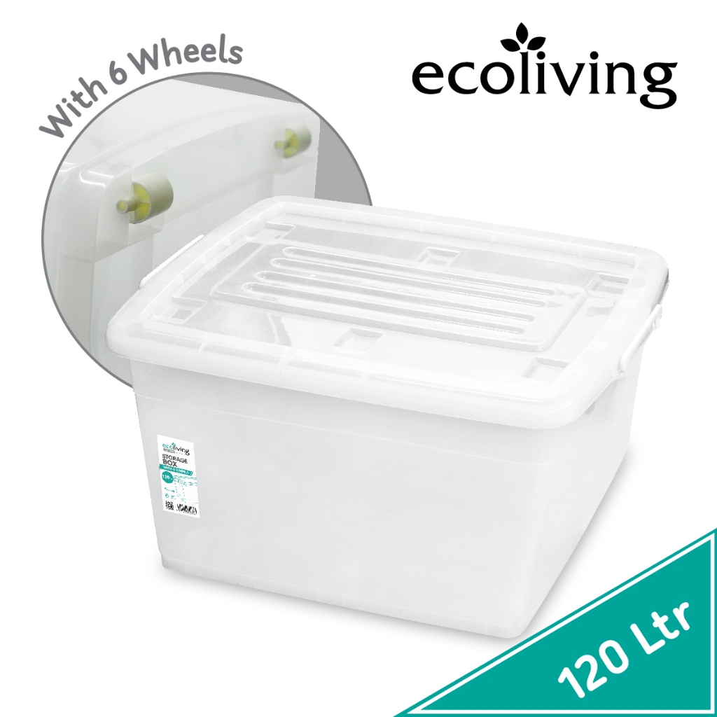 ECO LIVING 35/50/90Ltr Stackable Storage Box W/4,6Wheels&Lid&Handle ...