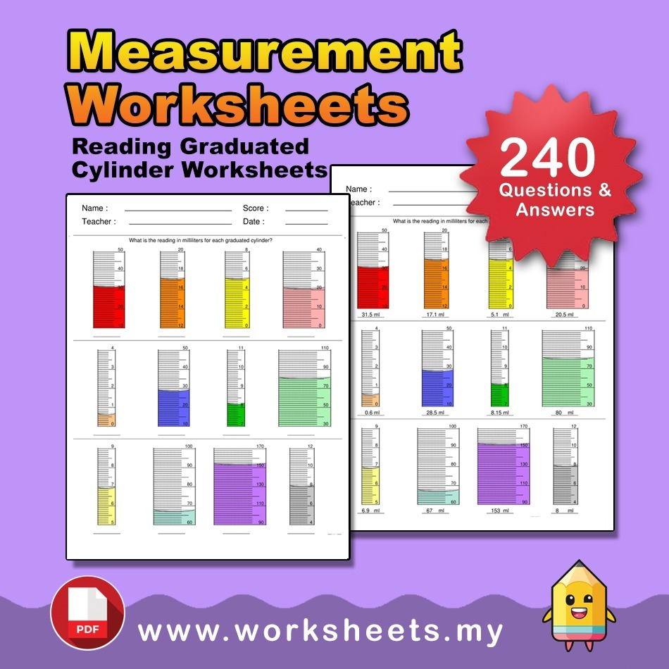 IGCSE Mathematics Worksheets: Measurement Worksheets (ml) 1200 Q+A ...