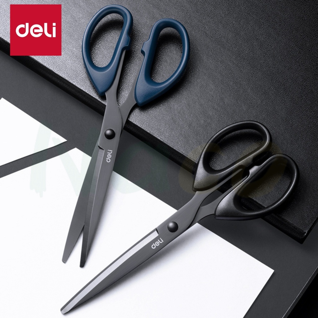 Deli Scissors Black Coating Blade Stainless Steel Durable Art Scissors ...