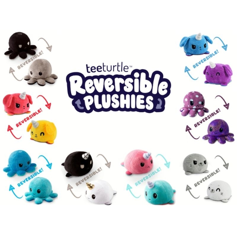 ORIGINAL TEETURTLE REVERSIBLE STRESS RELIEF PLUSHIES OCTOPUS SEAL ...
