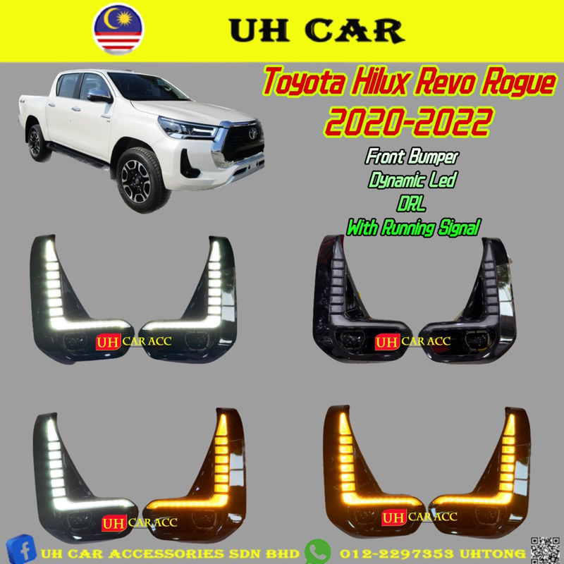 Toyota Hilux Revo Rogue 2.4E 2.4G 2.4V 2020-2022 Front Bumper Drl Daylight Dynamic Led Light ...