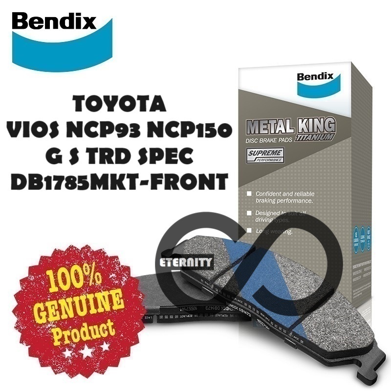 Original Bendix DB1785MKT Front Brake Pad - Toyota Vios NCP93/ NCP150 ...