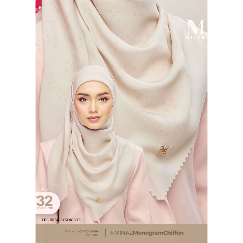 🔥FREE GIFT🔥TUDUNG BAWAL PLAIN MONOGRAM CHIFFON BY MINAZ HIJAB | Shopee ...