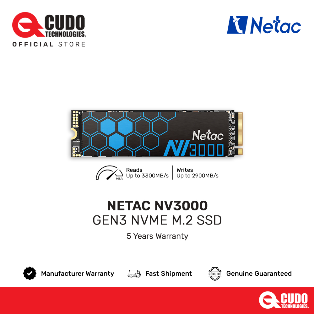 Netac NV3000 PCIe Gen3 NVMe M.2 SSD (250GB/500GB/1TB) | Shopee Malaysia