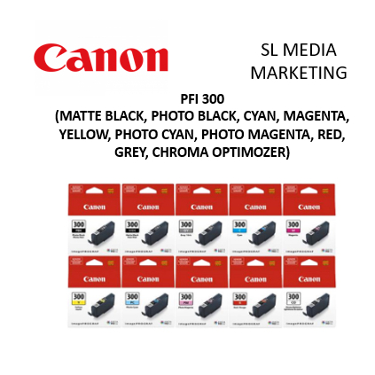 CANON ORIGINAL PFI-300 PFI300 (MBK/PBK/C/M/Y/PC/PM/R/GY/CO) INK CARTRIDGES for PIXMA PRO-300 ...