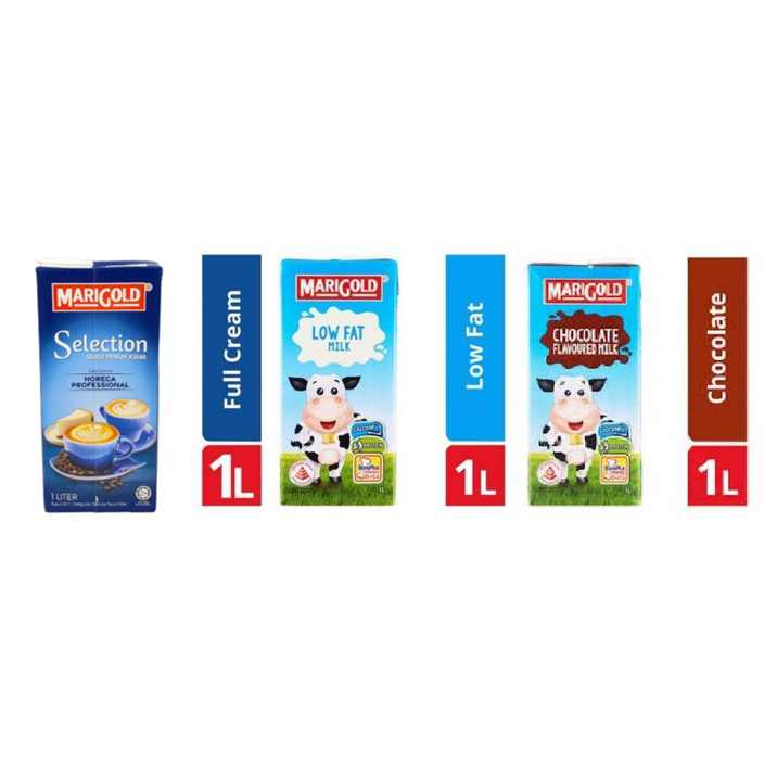 MARIGOLD UHT Milk / Susu UHT 1ltr ( Selection Full Cream / Low Fat ...