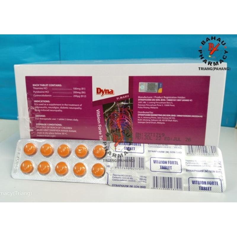 Dyna Vitbion Forte Tablet (sakit/kebas saraf/urat | Nerve Pain ...