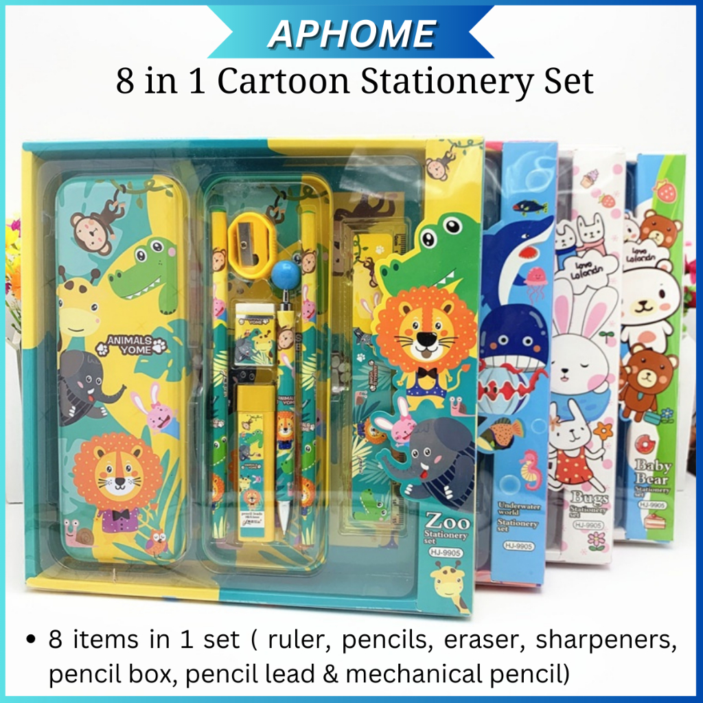 8 in 1 Cartoon Stationery Set Student School Set | Shopee Malaysia