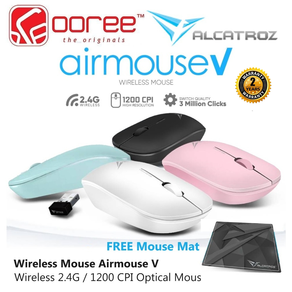 ALCATROZ AIRMOUSE V WIRELESS MOUSE 1200 CPI 2.4G WIRELESS OPTICAL MOUSE ...