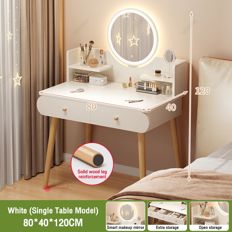 Dressing Table with LED Mirror Meja Solek With Drawer Storage Desk Meja ...