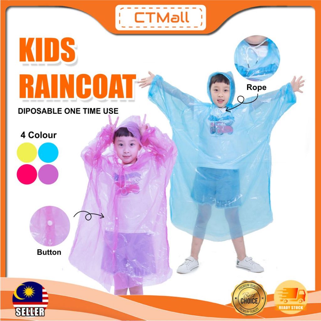 🔥𝗛𝗢𝗧 𝗦𝗘𝗟𝗟𝗜𝗡𝗚🔥CTMALL Rain Coat Kids Raincoat Disposable One Time Use ...