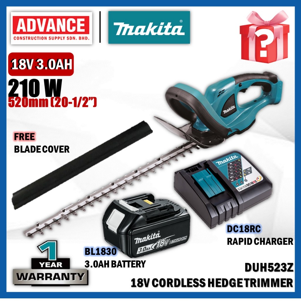 MAKITA DUH523 / DUH523Z 18V Cordless Hedge Trimmer 520MM (20-1/2 ...