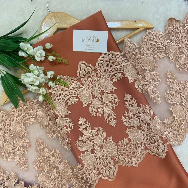 SET KAIN PASANG LACE BORDERLACE LACEMEWAH MANIK BEADING BEADED OREN ...