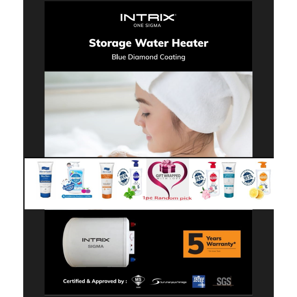 [FREE GIFT] INTRIX 100L STORAGE WATER HEATER TANK SIGMA ECUBE-100L-HRT ...