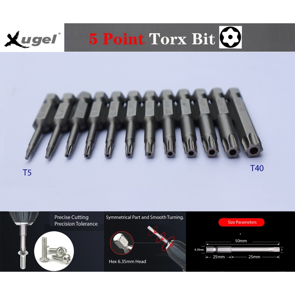 Xugel Trox Screw Bit Set Hex 6.35mm S2 Harden Trox Screwdriver Bit ...