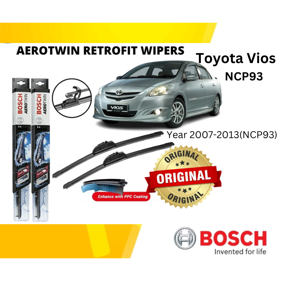Toyota Vios Bosch Aerotwin Retrofit U Hook Wiper Set for Toyota Vios NCP93 (24"/14") | Shopee ...