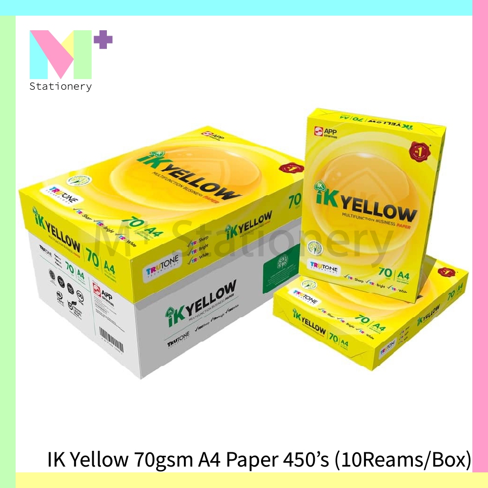 IK Yellow A4 Copier Paper 70gsm 450's (10reams / 1 Carton Box ) / 70gsm A4 Paper / Kertas A4 ...