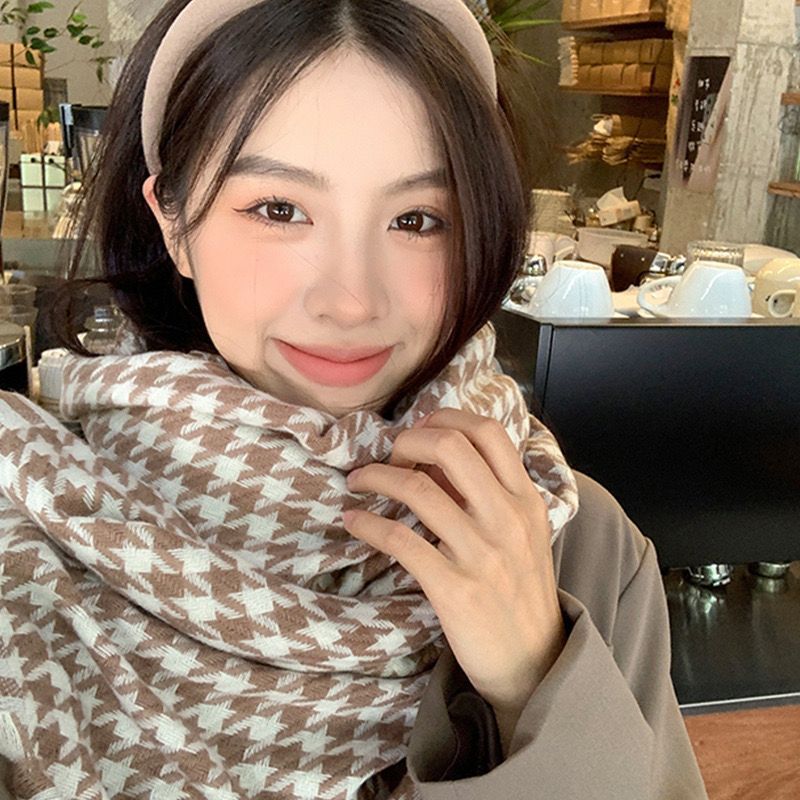 Ready Stock - Korea Scarf Checkered Autumn Winter Knitted Pashmina ...