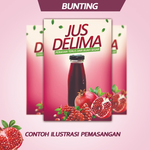 Banner bunting pati jus delima original Fresh Pomegranate jualan pasar ...
