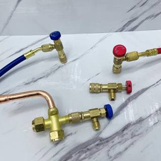 aircond outdoor unit refill gas safety charging valve red / blue r410a ...