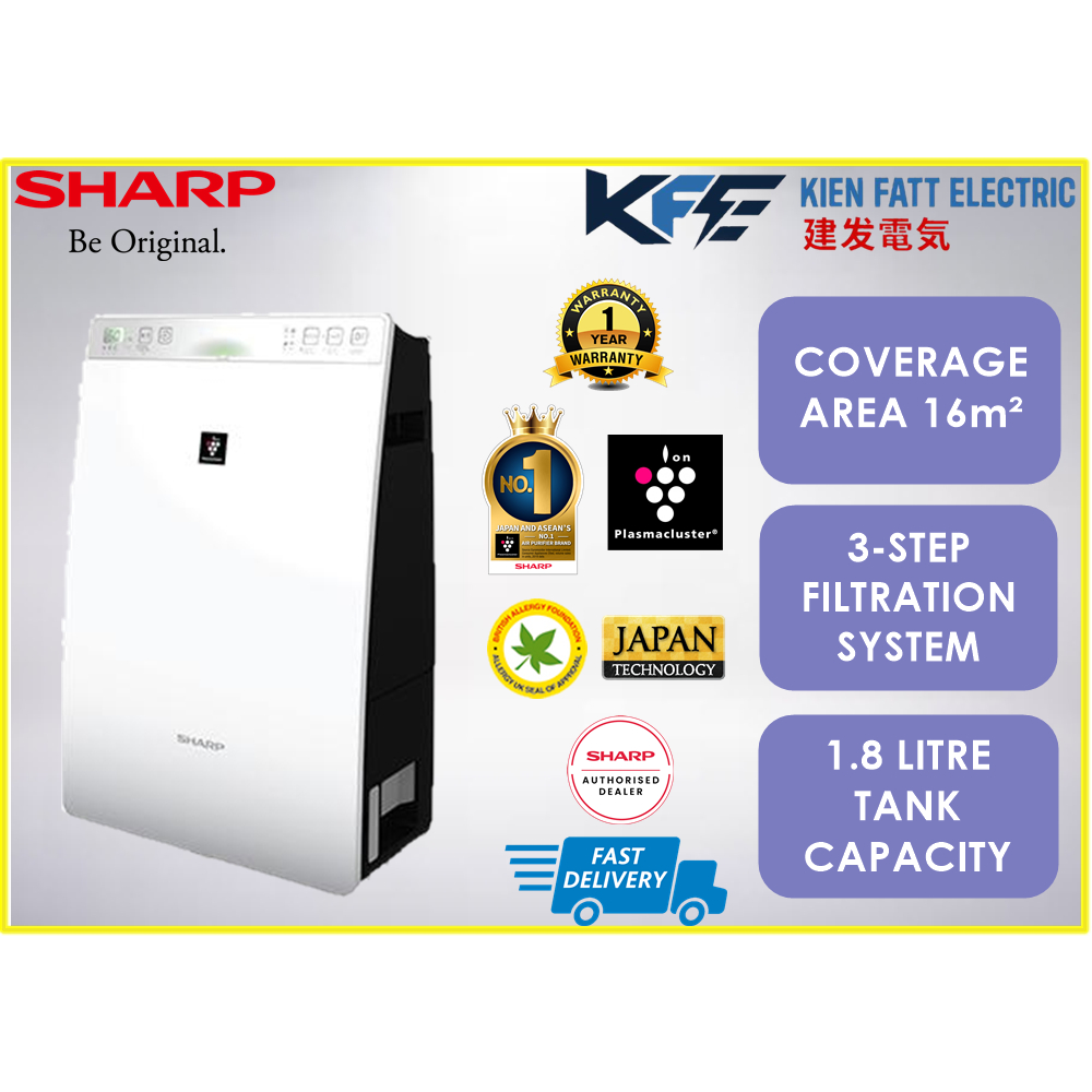 Sharp 16m² Plasmacluster Technology Humidifying Air Purifier KCF30LW ...