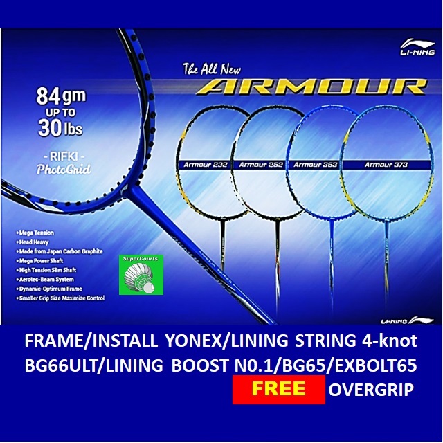 【ORIGINAL】LINING ARMOUR【OPTION: FRAME OR INSTALL STRING YONEX/LINING 4 ...