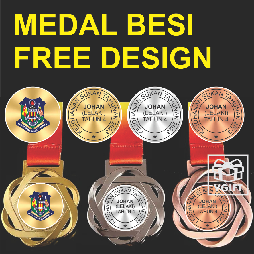 METAL Medal Both Side Sticker Medal Besi (Alloy) with Colour Ribbon ...