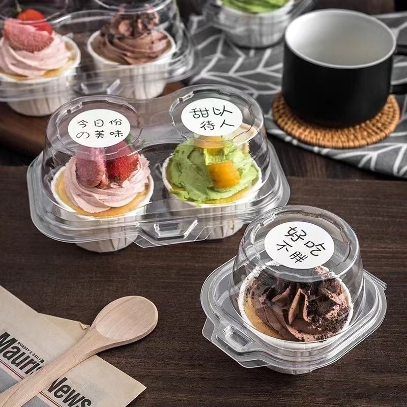 X257 10pcs 2Hole muffin PET Tray Transparent 2in1 Cupcake box | Shopee ...