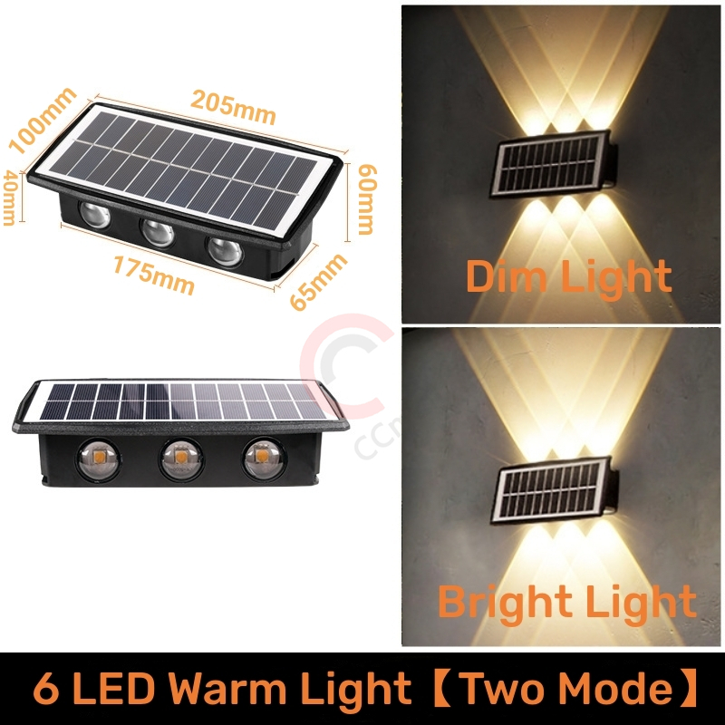 Solar Wall Light 6 LED Sensor Lampu Solar Outdoor Waterproof Lighting ...