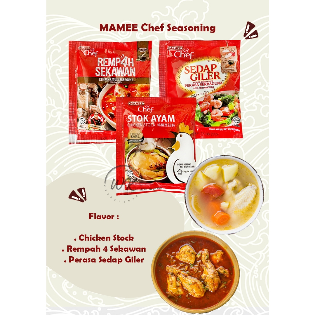 MAMEE Chef Chicken Stock 20g / Rempah 4 Sekawan 25g/ Perasa Sedap Giler ...