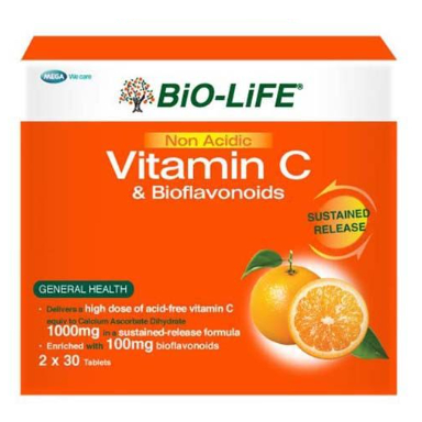 Biolife Non-Acidic Vitamin C & Bioflavonoids Tablets 2 x 30's (EXP:1/10 ...