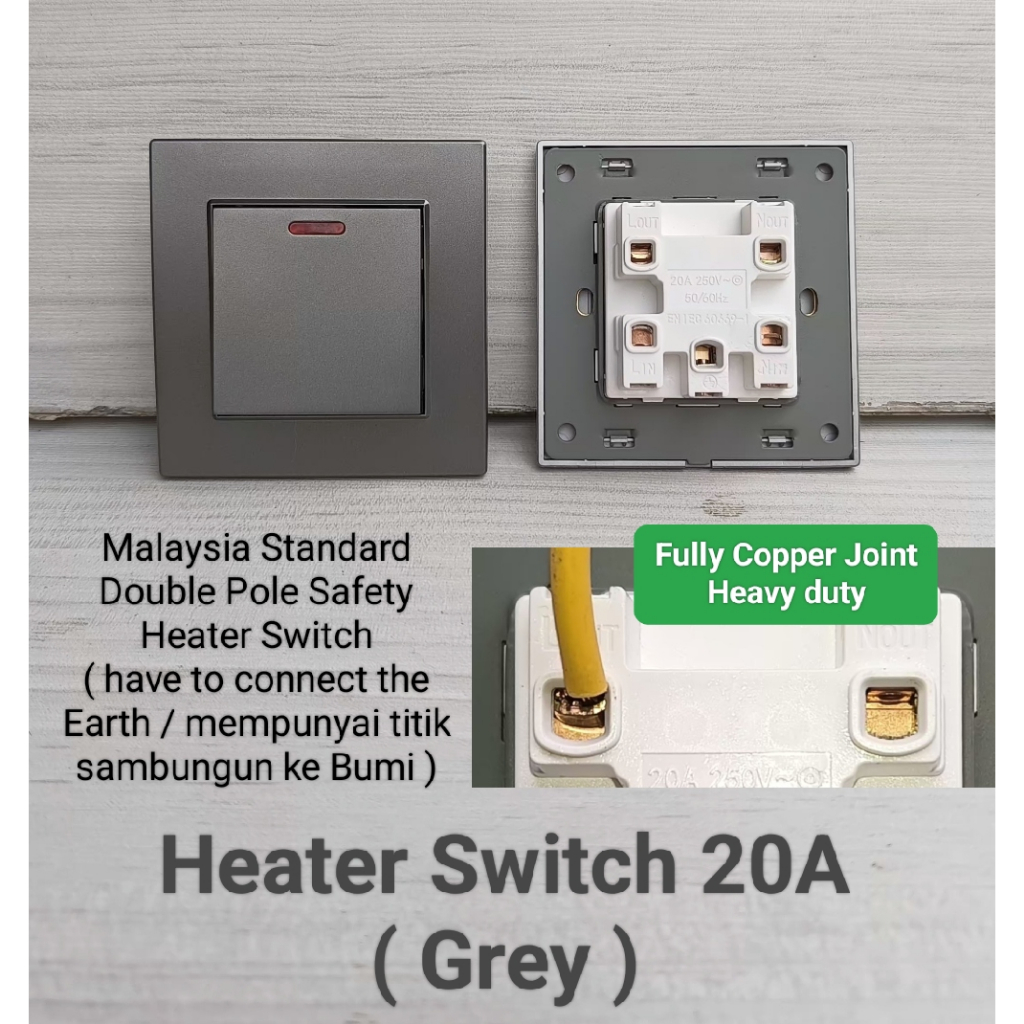 Malaysia Socket 13A Universal 15A Usb Type-C Water Heater Switch White ...