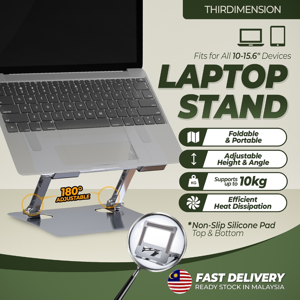 Thirdimension | Adjustable Laptop Stand | Space Grey | Fit All Laptops ...