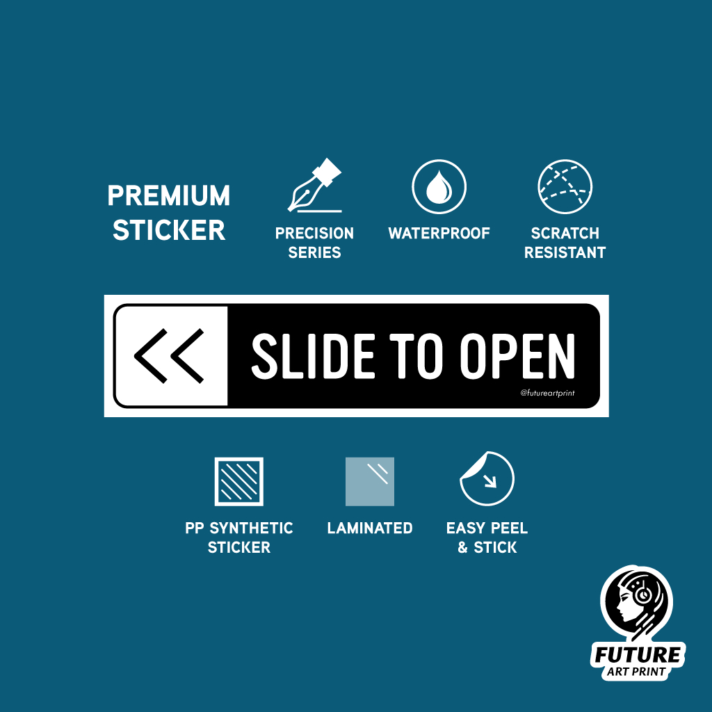 Slide To Open Door. Premium Sticker Sign Notice Label. Sliding Door ...