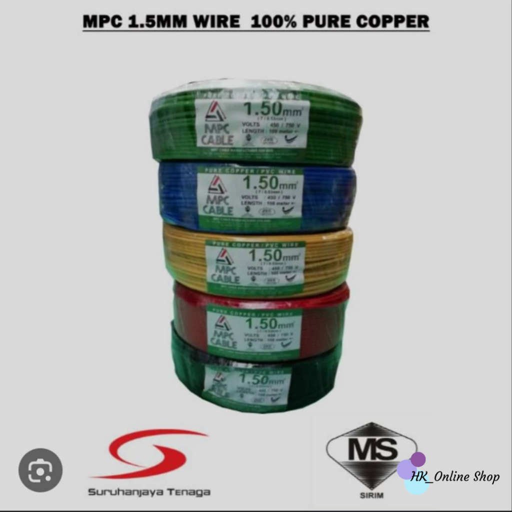 [1 METER] MPC KABEL 1.5mm & 2.5mm PVC INSULATED CABLE 100% COPPER ...
